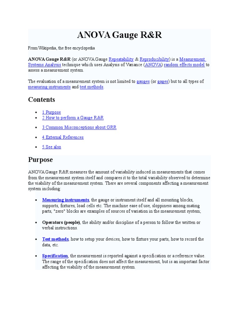 Anova Gauge RR Repeatability Reproducibility | PDF | Analysis Of Variance | Science