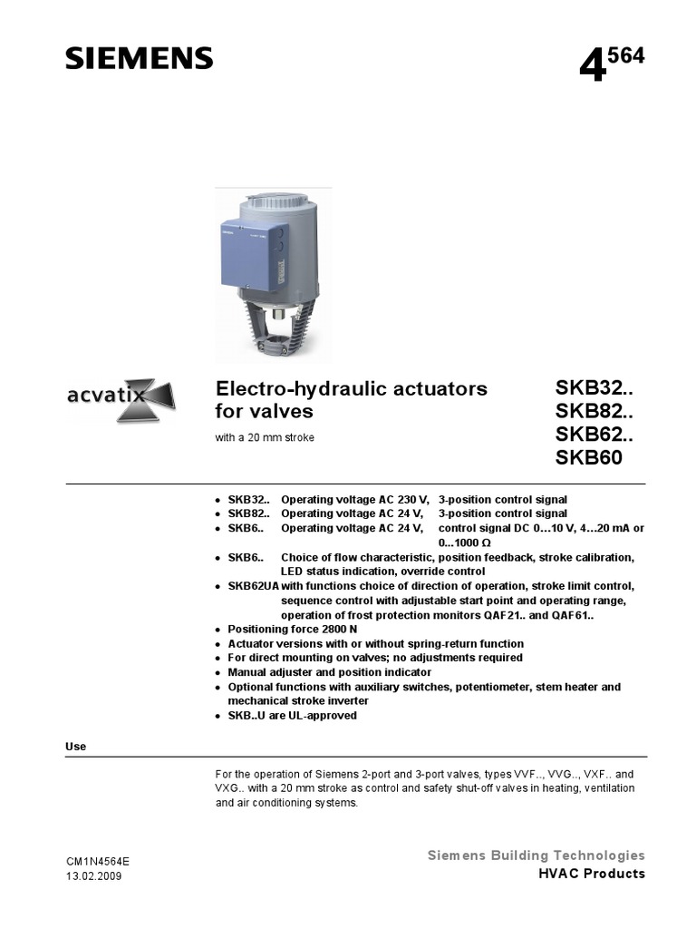 Electro-Hydraulic Actuators For Valves SKB32.. SKB82.. SKB62.. SKB60 ...
