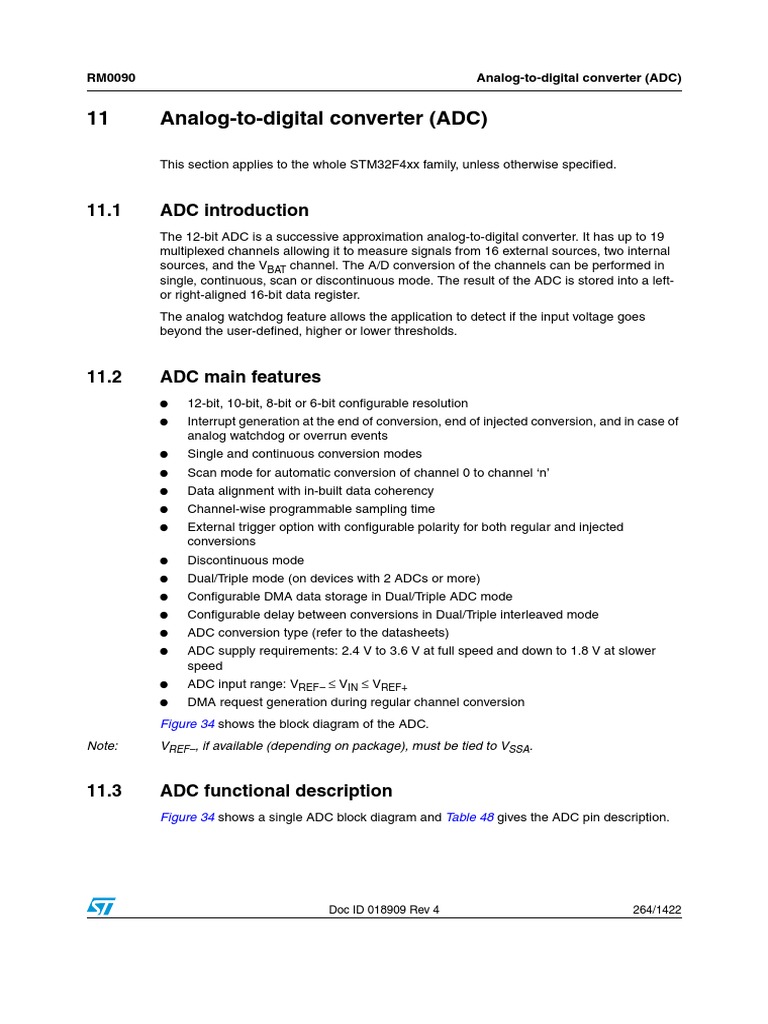 RM0090 Analog-To-Digital Converter (ADC) | PDF | Analog To Digital Converter | Sensor