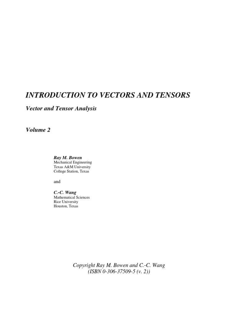 Introduction To Vectors and Tensors | PDF | Continuous Function | Differentiable Manifold