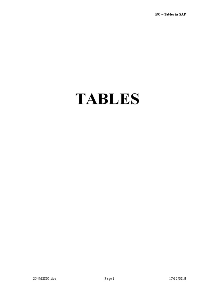 Tables: BC - Tables in SAP | PDF | Electronic Data Interchange | Inventory