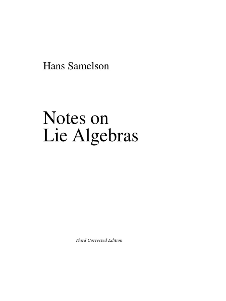 Notes On Lie Algebra | PDF
