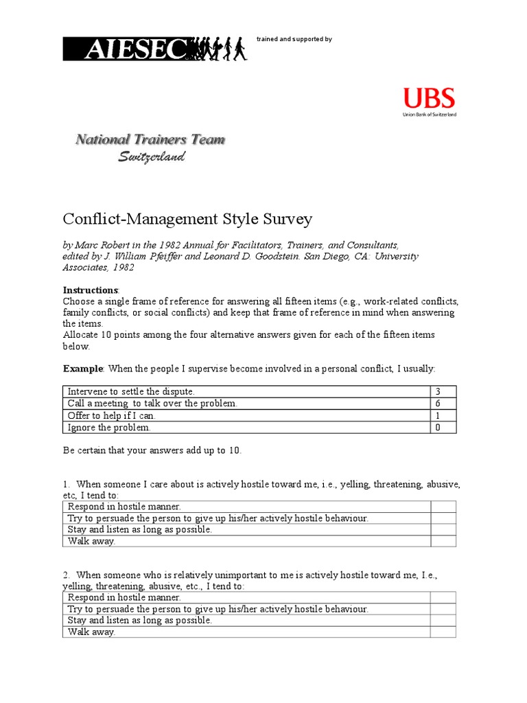 Conflict-Management Style Survey | Persuasion | Action (Philosophy)