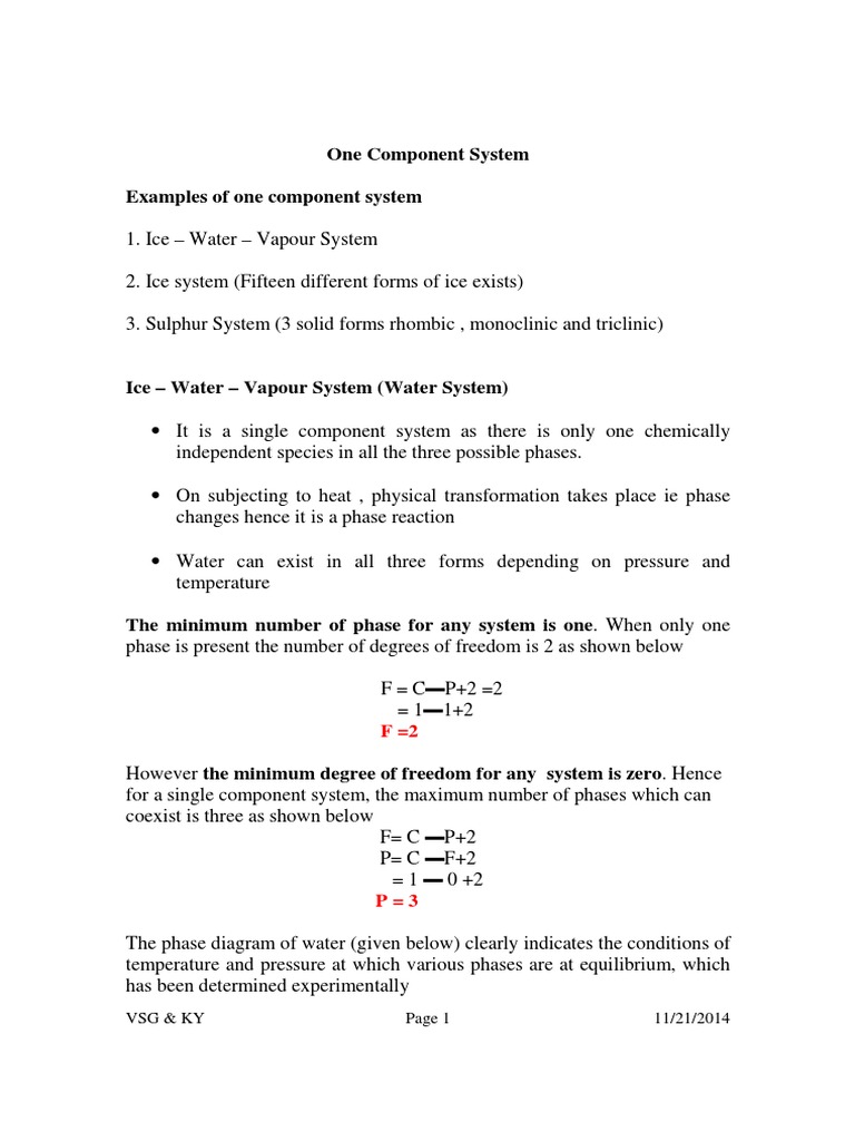 One Component System Examples of One Component System: VSG & Ky 11/21 ...