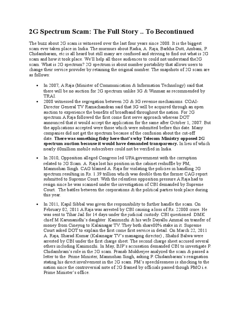 2G Spectrum Scam: The Full Story .. To Becontinued | PDF | Corrupt ...