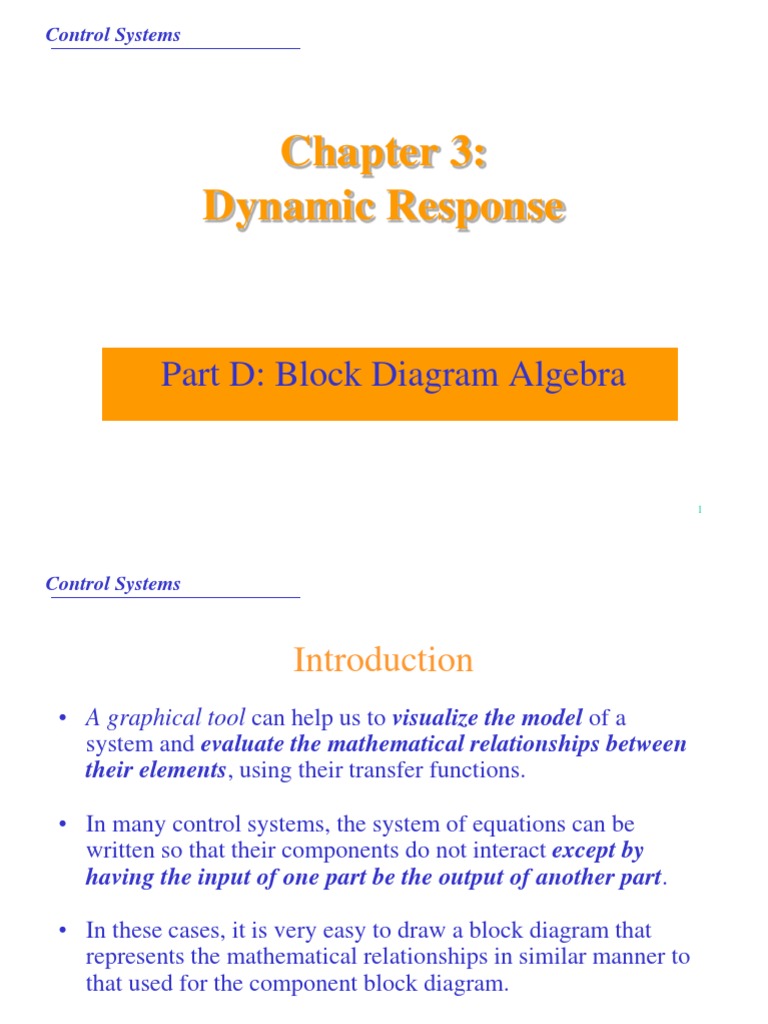 Dynamic Response: Part D: Block Diagram Algebra | PDF | Control Theory ...