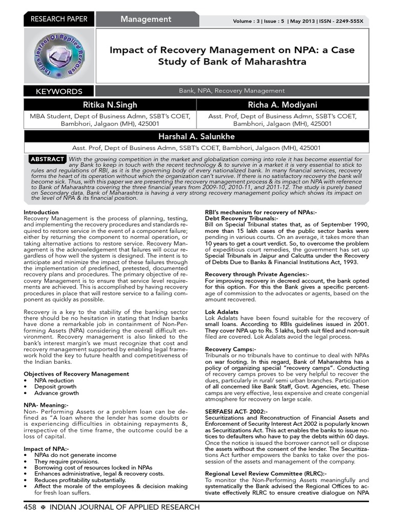 Case Study NPA | PDF | Securitization | Banks