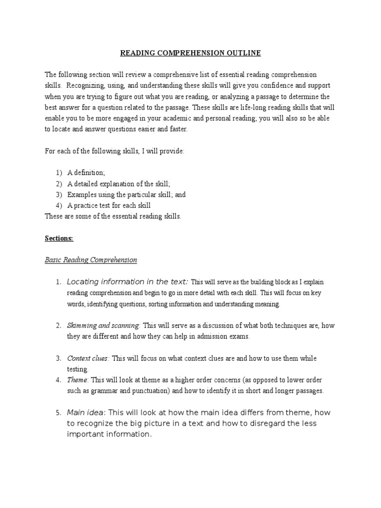 Reading Comprehension Outline 3-2 | PDF | Reading Comprehension | Poetry