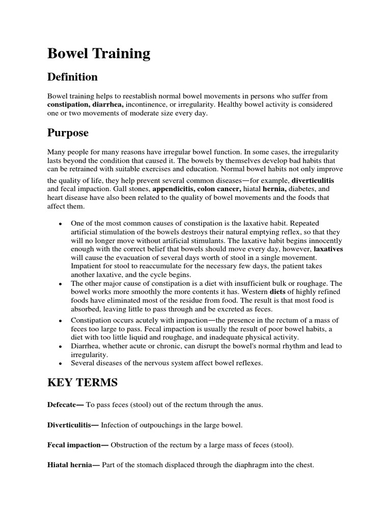 Bowel Training | PDF | Constipation | Human Feces