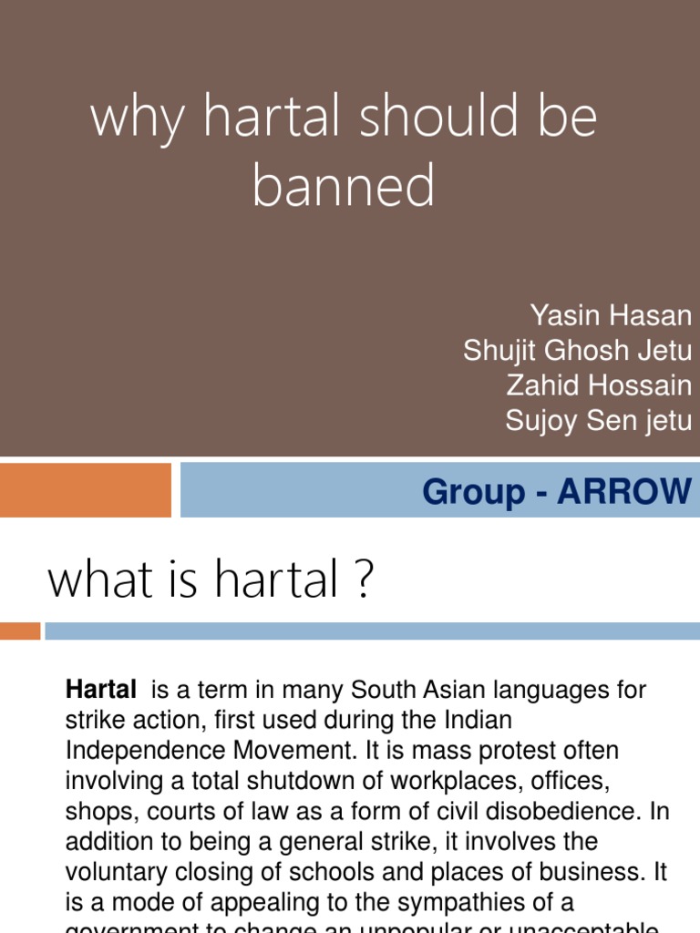 Why Hartal Should Be Banned: Group - ARROW | PDF | Politics | Social ...