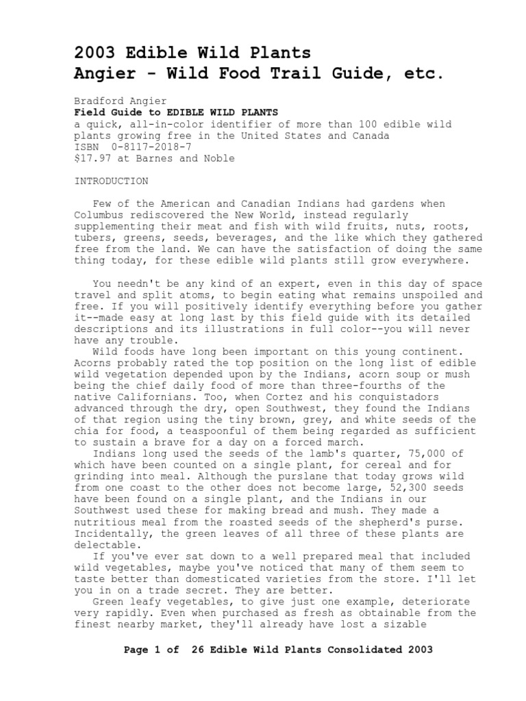 2003 Edible Wild Plants Angier Trail Guide | PDF | Leaf Vegetable | Nut ...