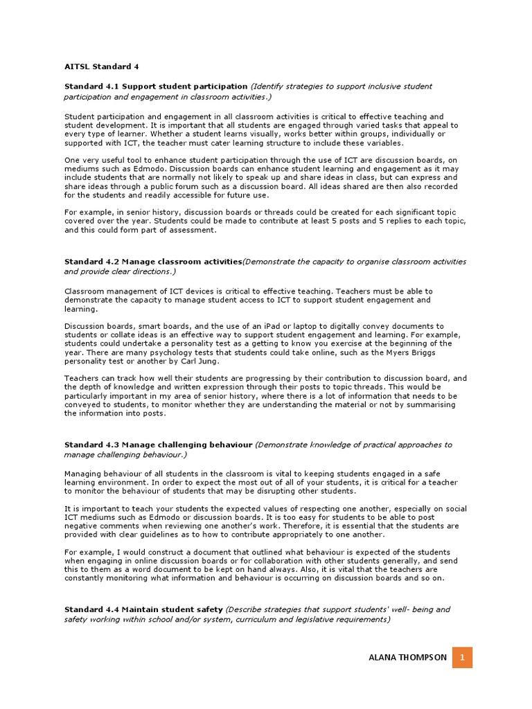 AITSL Standard 4 Elaboration | PDF | Educational Technology | Internet ...