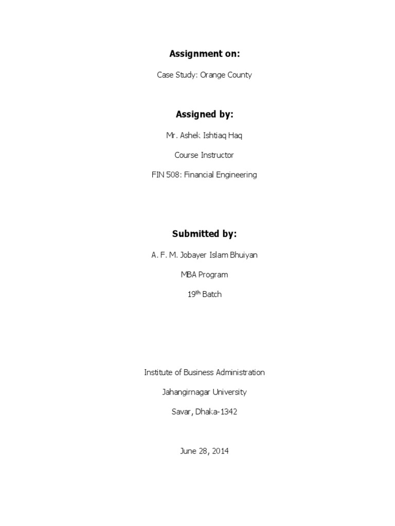 Orange County Bankruptcy Case Study | PDF | Interest Rates | Market ...