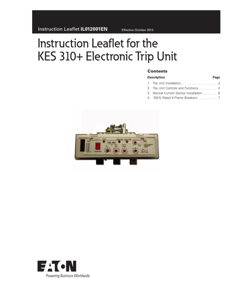 KES 310+ Electronic Trip Unit Guide | PDF | Relay | Electrical Connector