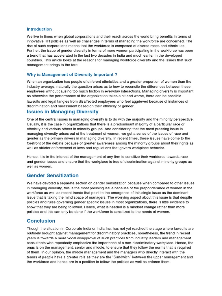 Managing Workforce Diversity | PDF