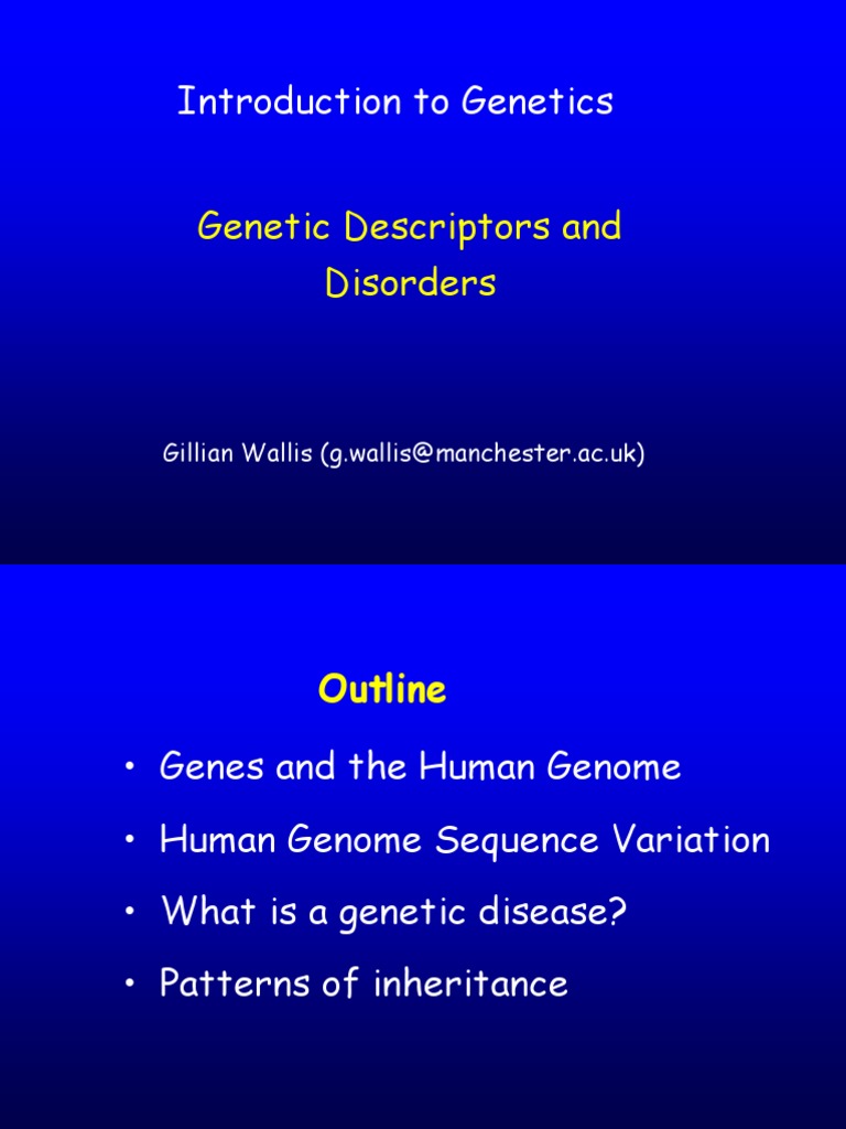 Introduction to Genetics: Genetic Descriptors and Disorders | PDF ...