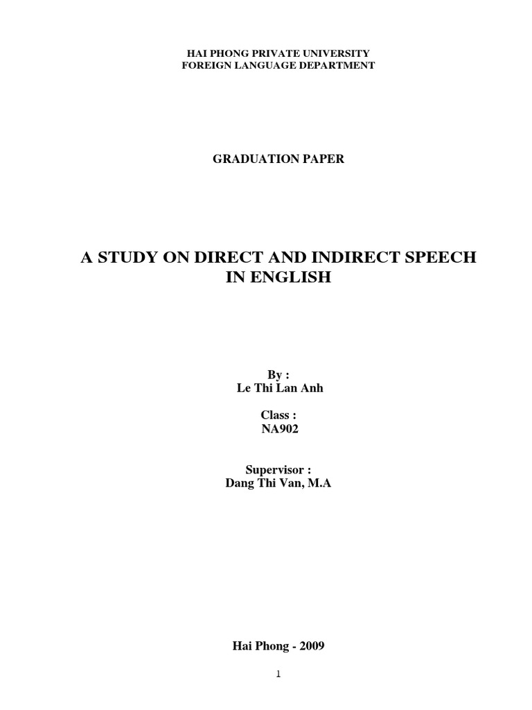 A Study On Direct and Indirect Speech in English | PDF | Question | Clause