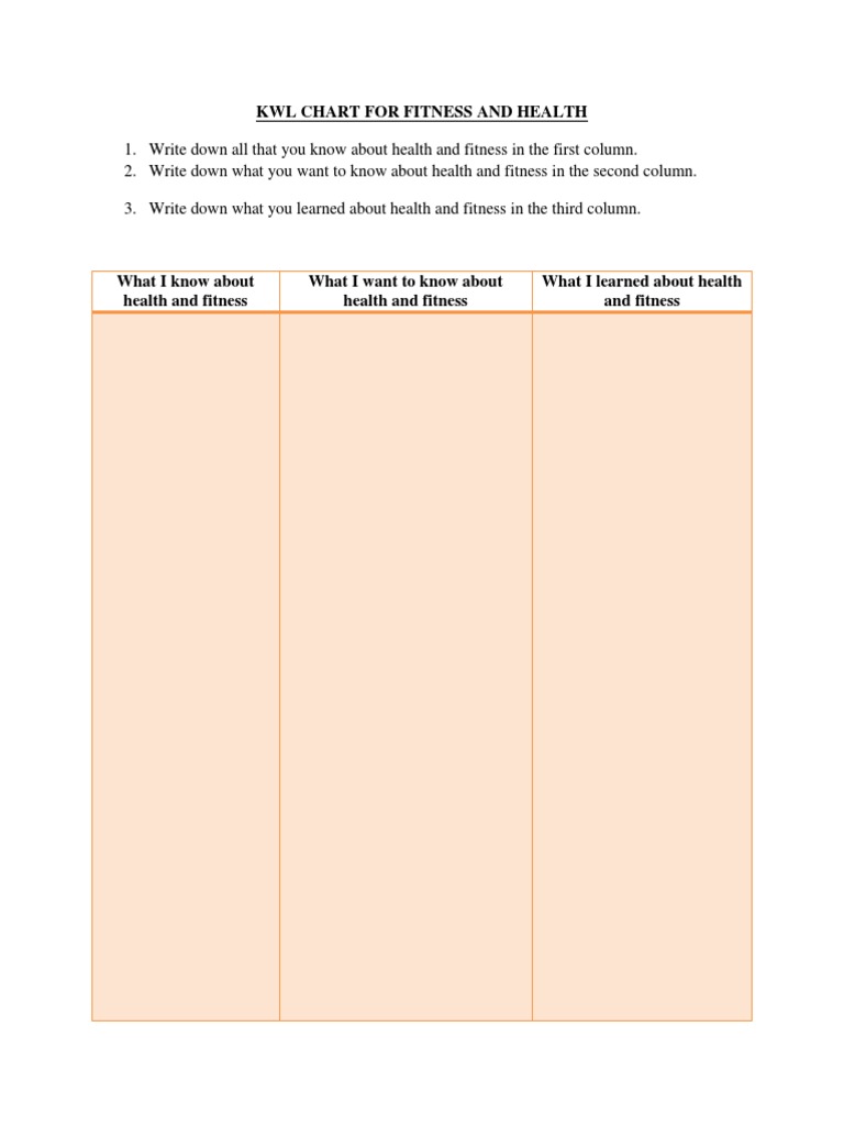 KWL Chart For Health and Fitness | PDF