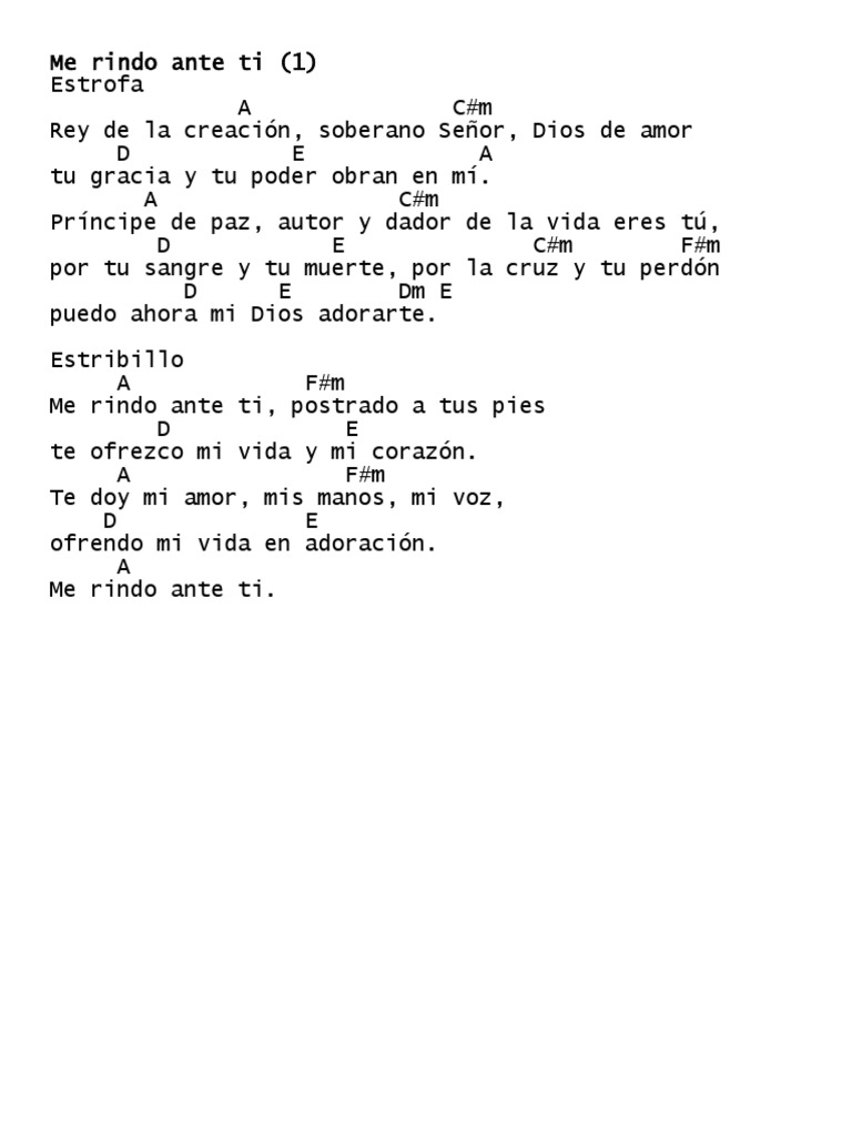 Partituras Cristianas Me Rindo Ante Ti | PDF | Creencia religiosa y ...