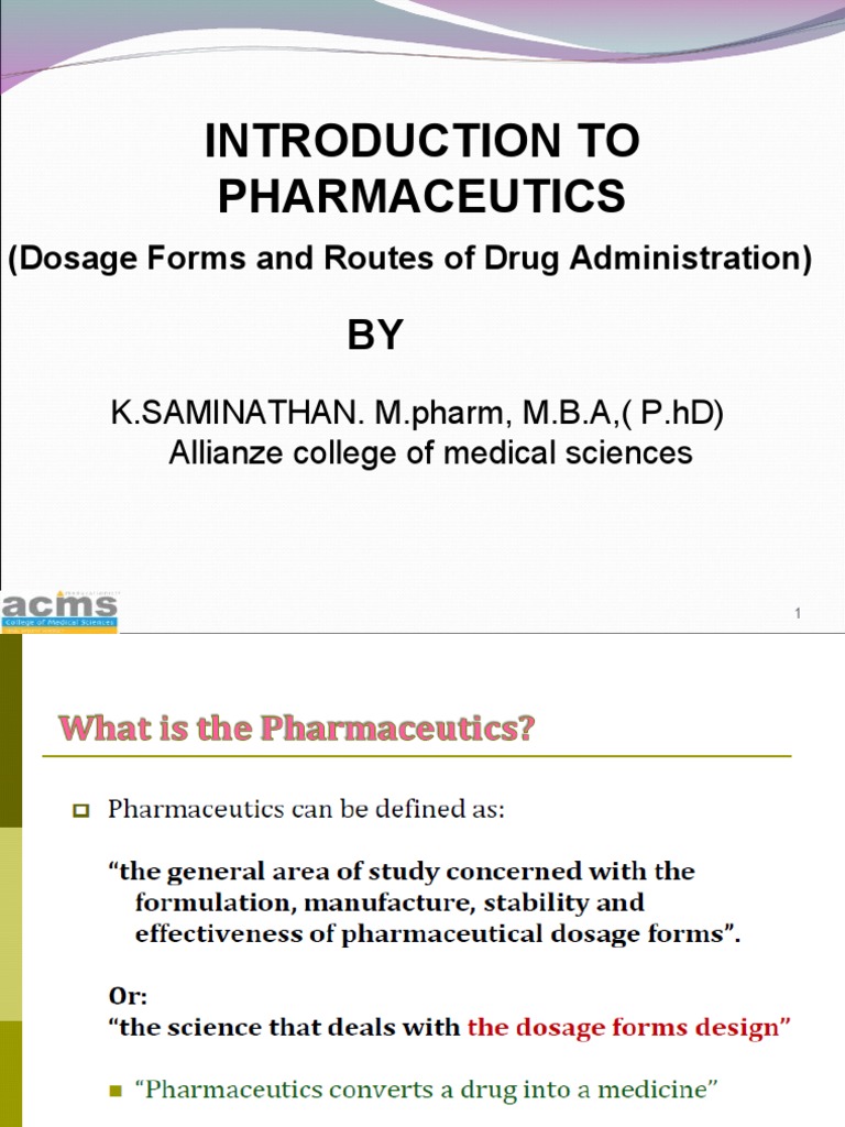 Introduction To Pharmaceutics: (Dosage Forms and Routes of Drug ...
