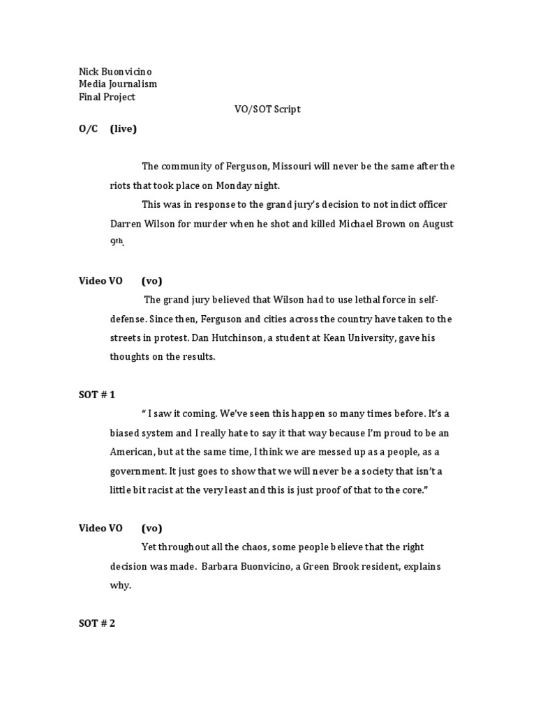 COMM 3003 - Final Project VO:SOT Script | PDF | Politics