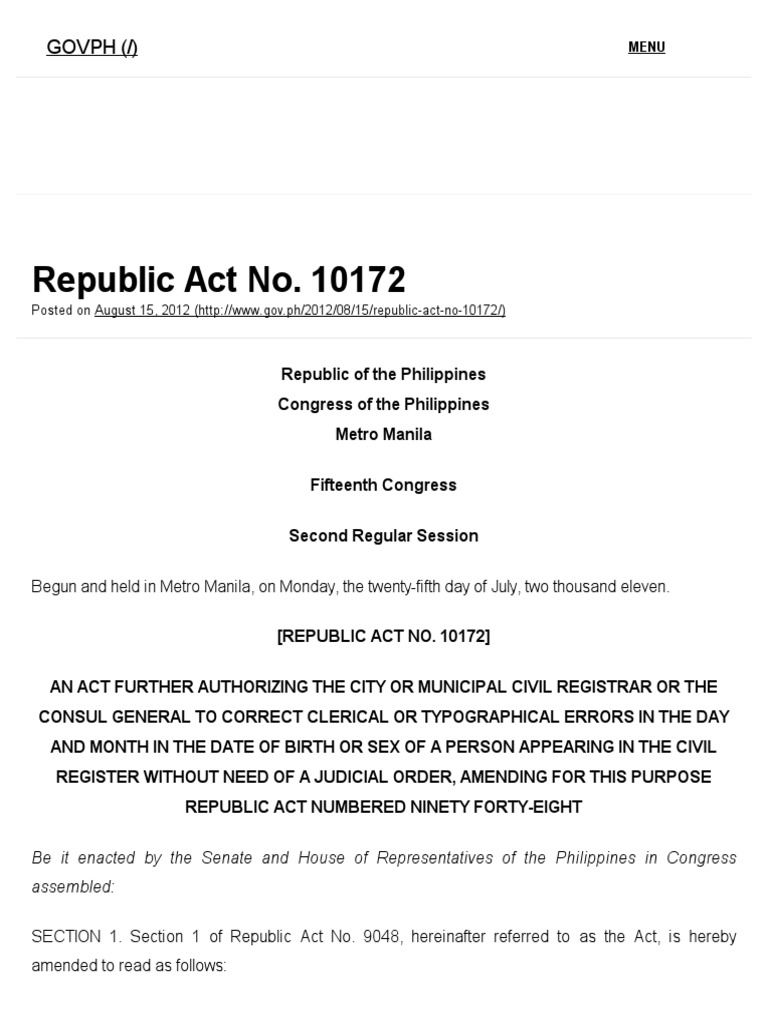 Republic Act No.10172 | Affidavit | Government