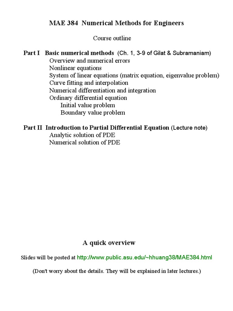 Numerical Method Lecture Note Quick PDF | PDF | Numerical Analysis | Partial Differential Equation