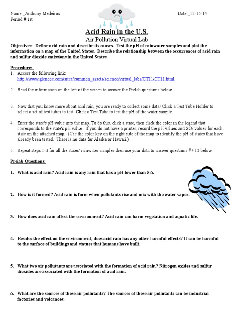 Acid Rain Causes and Effects Lab | PDF | Air Pollution | Chemical ...