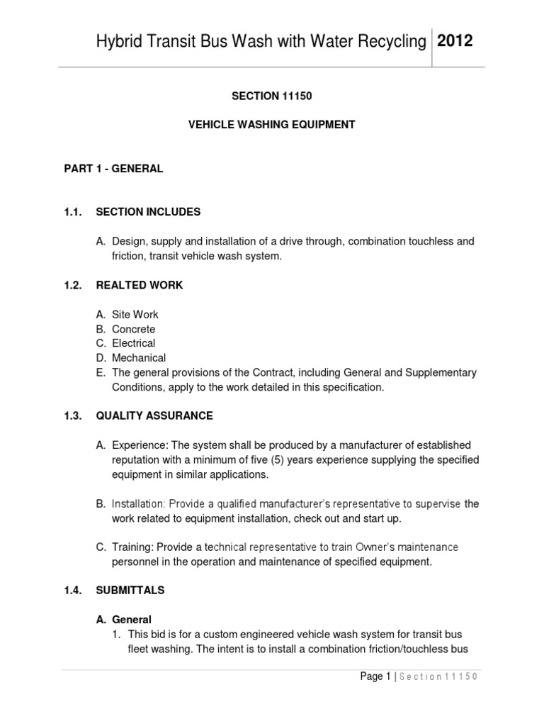 InterClean Hybrid Transit Bus Wash With Recycling | PDF | Pump ...