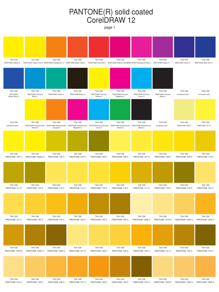 Pantone Solid Coated, CorelDRAW 12 | PDF | Yellow | Magenta