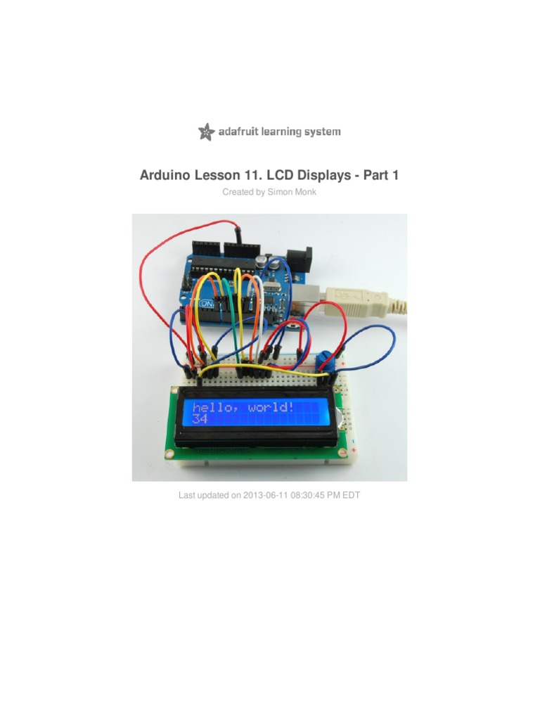 Adafruit Arduino Lesson 11 LCD Displays 1 | PDF Adafruit Arduino Lesson 11 LCD Displays 1 | PDF