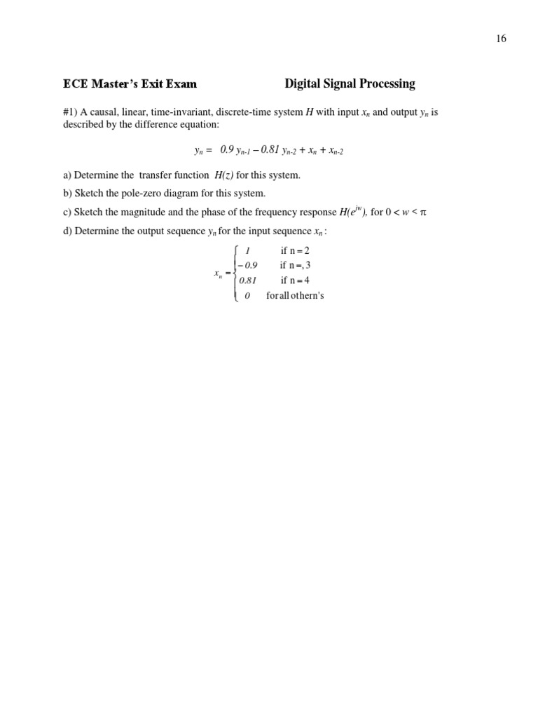SIUE Exit Exam | PDF | Electrical Engineering | Systems Theory