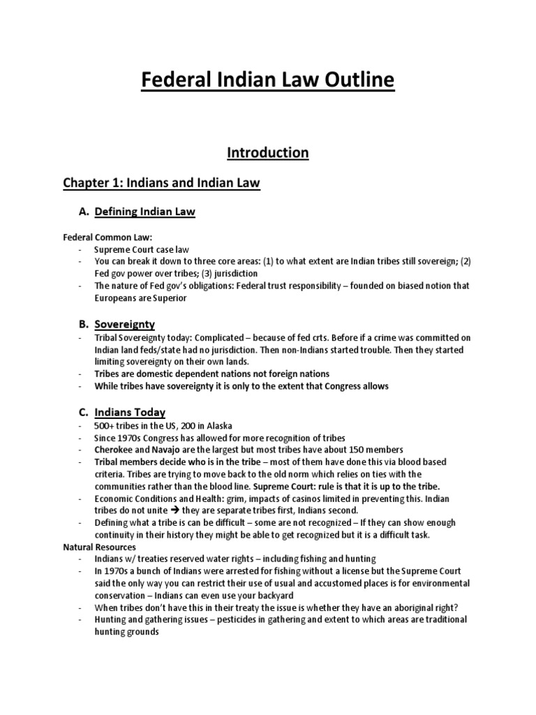Online Indian Law Outline | Tribal Sovereignty In The United States ...