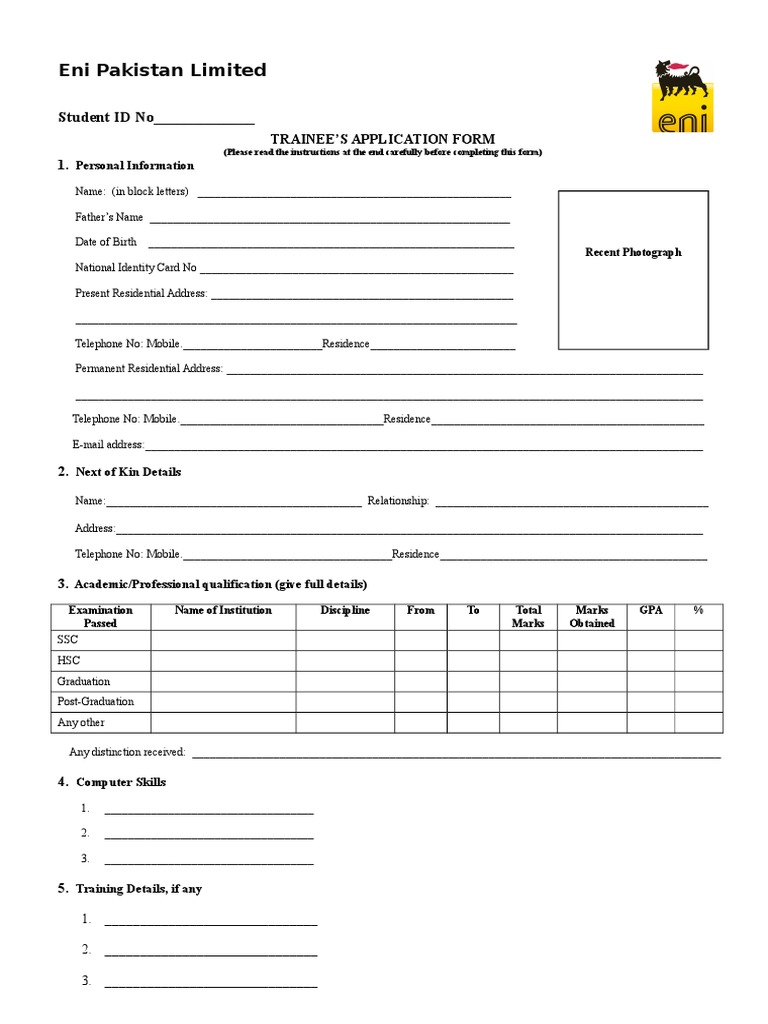 Trainee Application Form | PDF | Career & Growth | Sports & Recreation