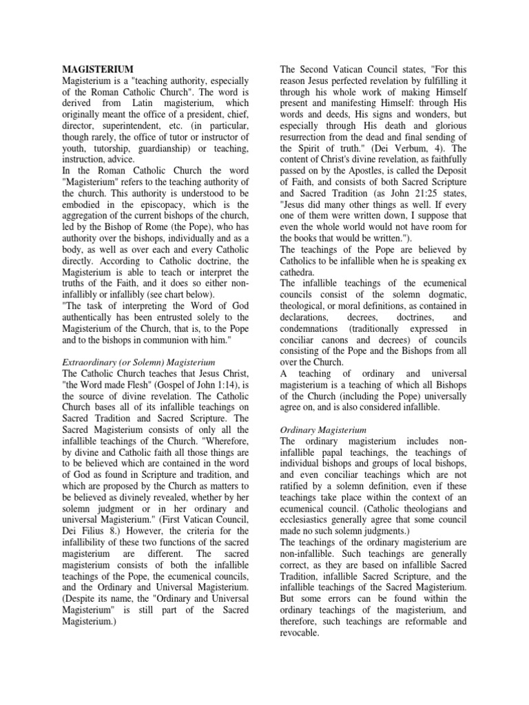 Magisterium | PDF | Pope | Catholic Church