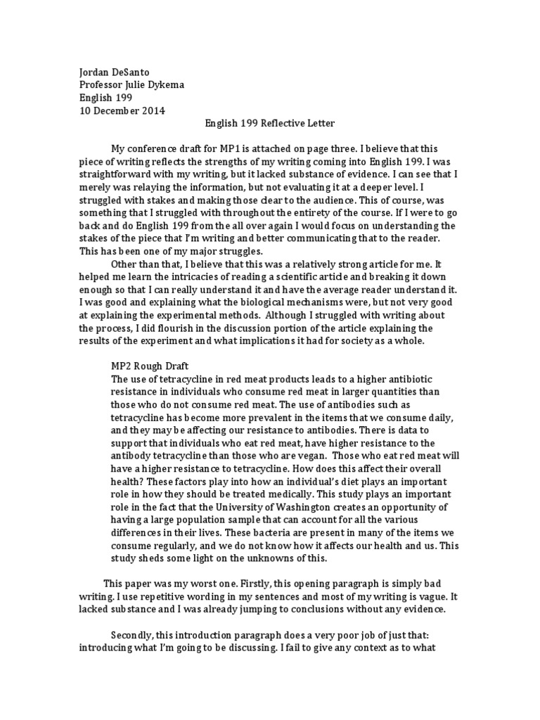 Reflective Letter | PDF | Salmon | Antimicrobial Resistance