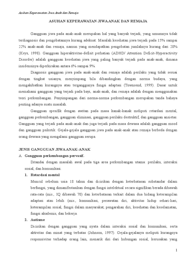 ASKEP Jiwa ANAK DAN REMAJA | PDF