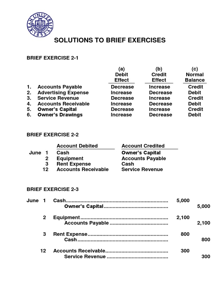 Ch02-Solutions To Brief Exercises | PDF | Debits And Credits ...