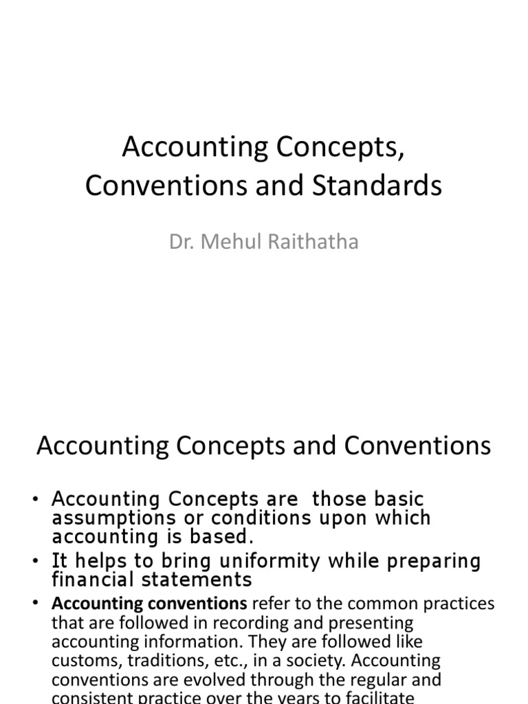 Accounting Concepts, Conventions and Standards | International ...