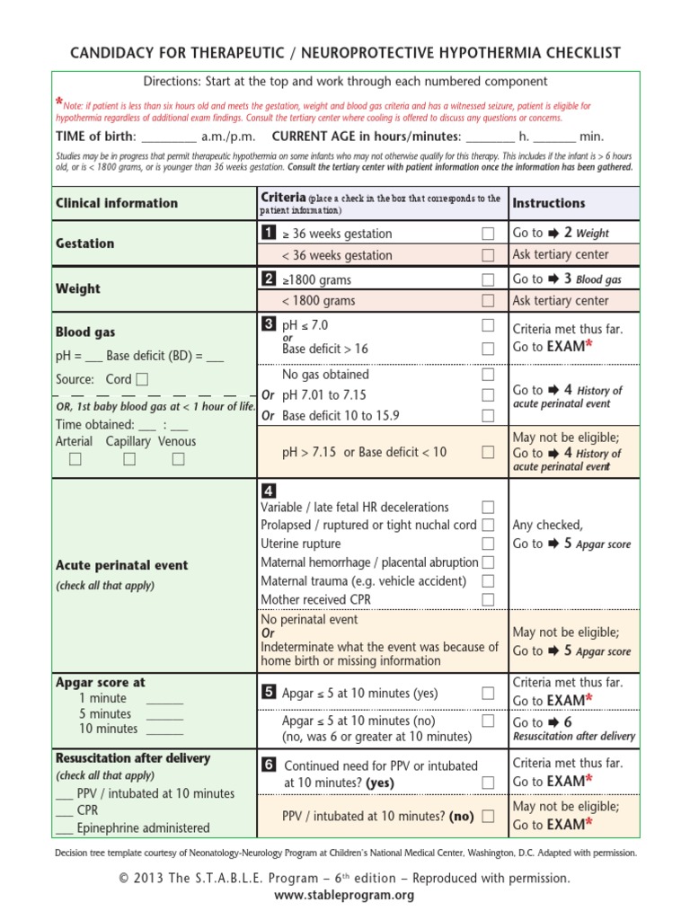 Therapeutic Hypothermia Candidacy Checklist | PDF | Medical Specialties ...