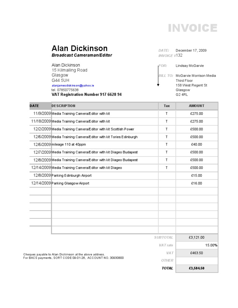 Invoice for Media Training Services | PDF | Value Added Tax | Banking