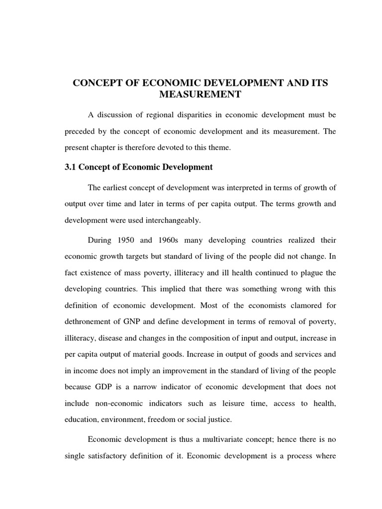 Concept of Economic Development and Its Measurement | PDF | Gross ...