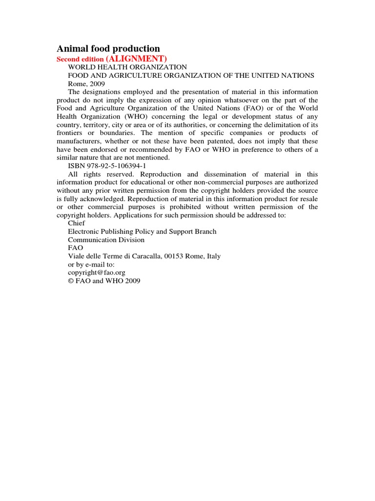 Animal Food Production | PDF | Food And Agriculture Organization ...