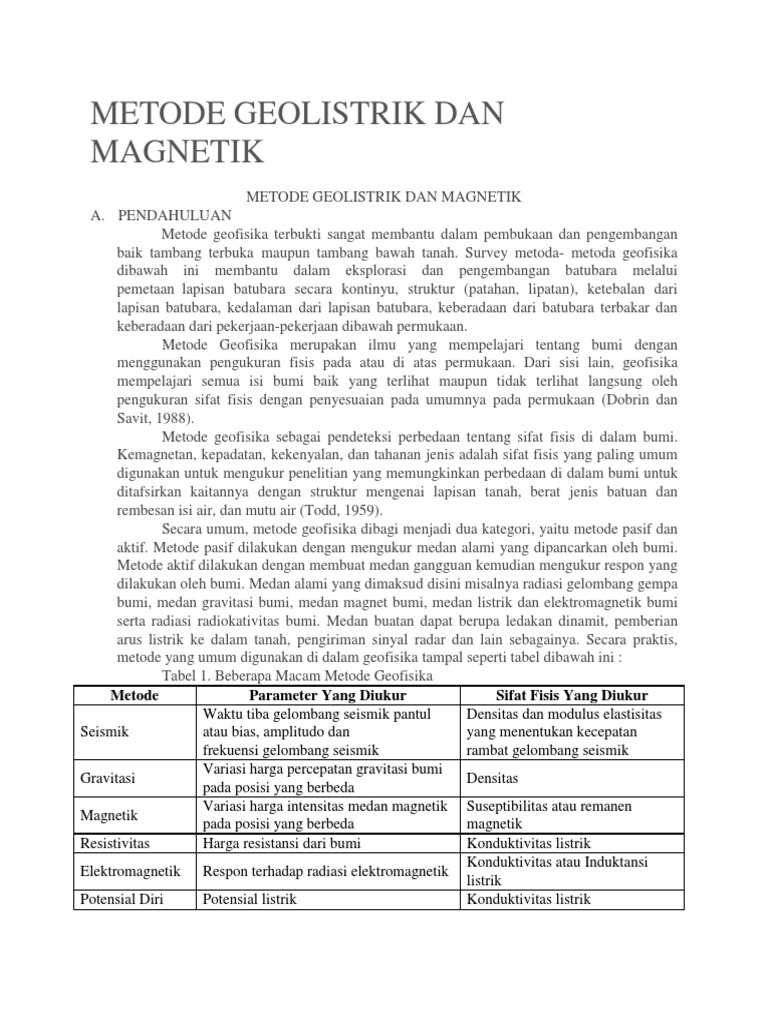 Metode Geolistrik Dan Magnetik | PDF