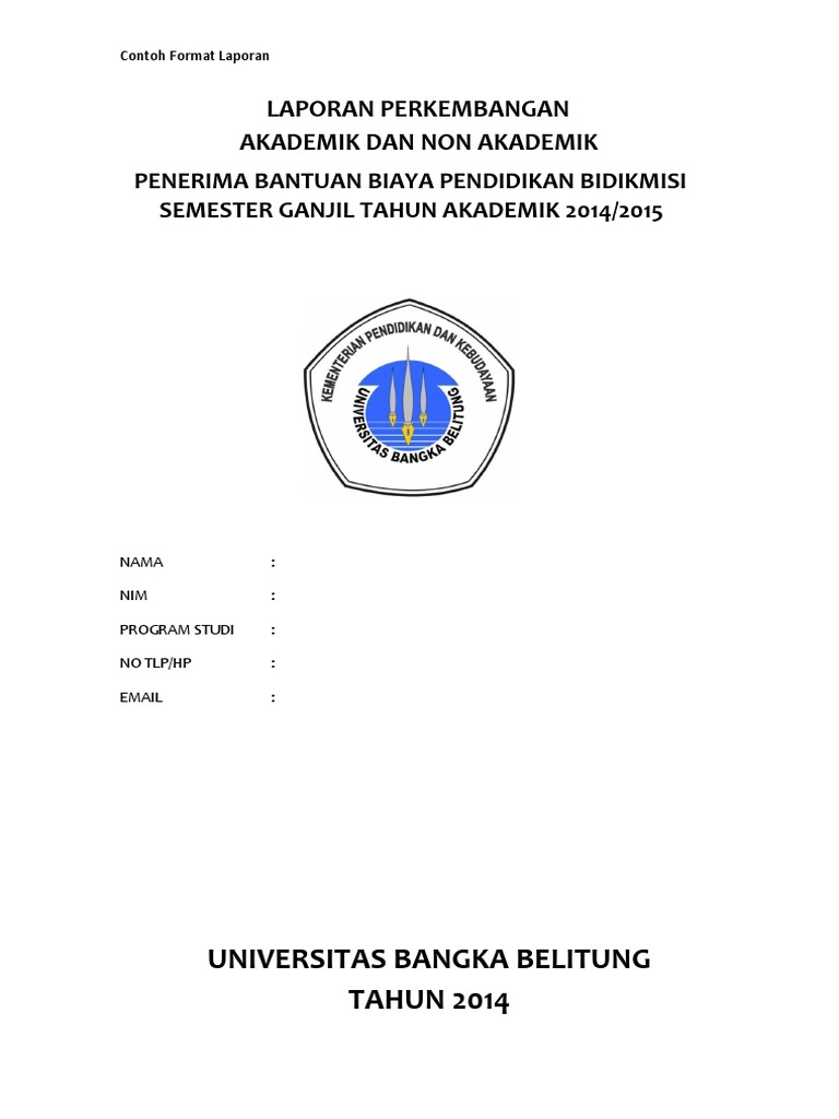 Format Laporan Perkembangan Akademik Dan Non Akademik Penerima Beasiswa ...