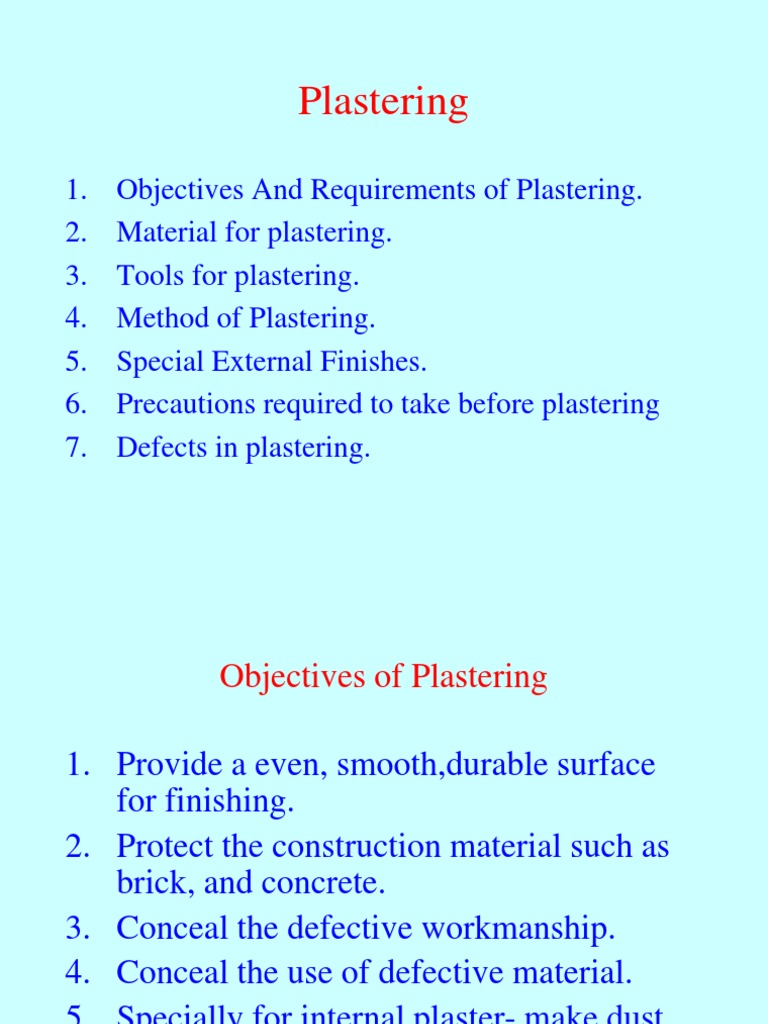 Session 7 Plaster | PDF | Plaster | Mortar (Masonry)