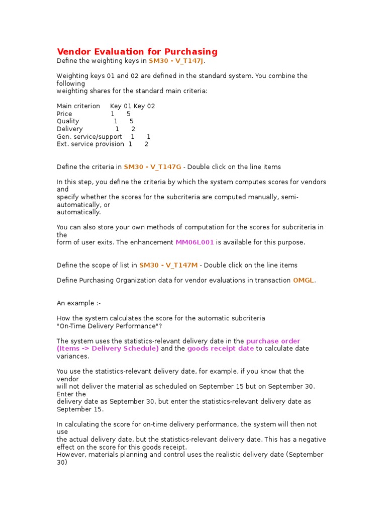 Vendor Grading Criteria Overview | PDF