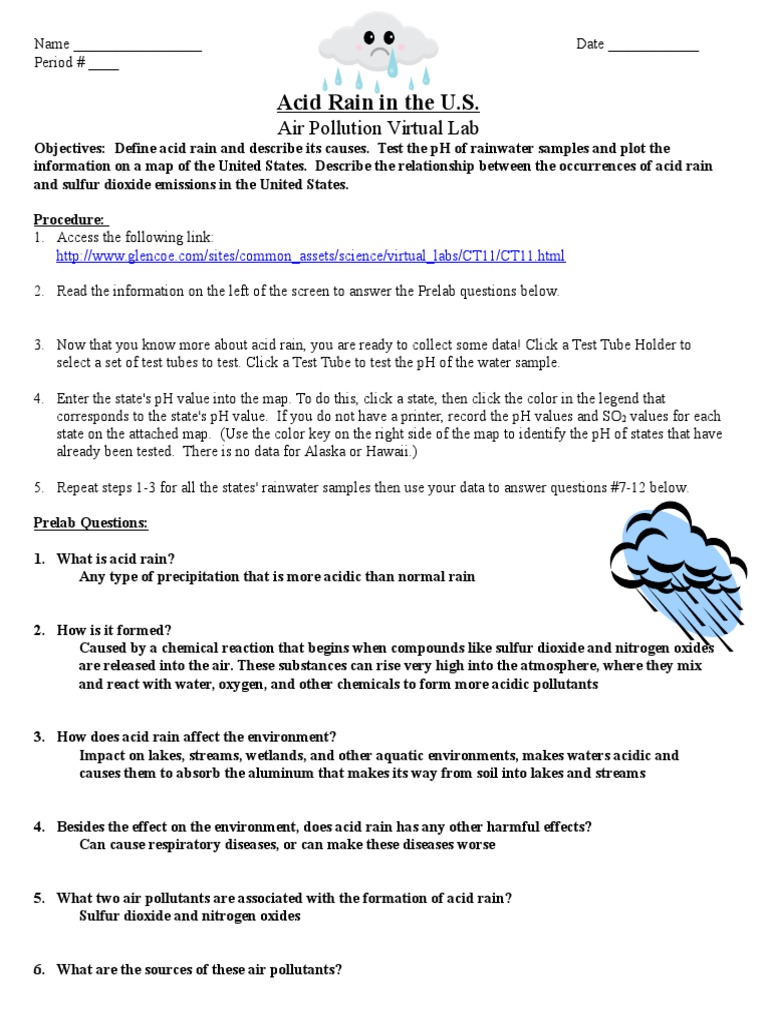 Acid Rain Causes and Effects Lab Guide | PDF | Air Pollution | Sulfur ...