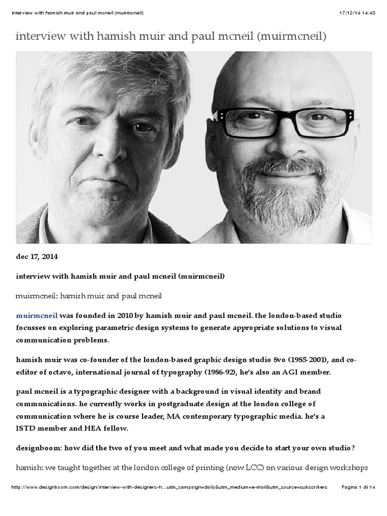 Interview With Hamish Muir and Paul Mcneil (Muirmcneil) | PDF ...