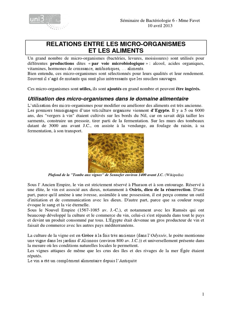 Microbiologie Alimentaire | PDF